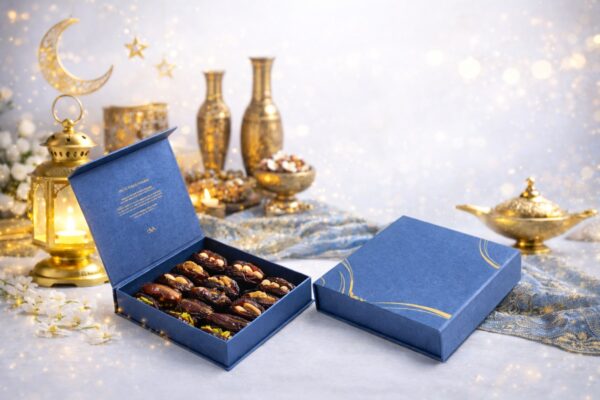AARAYA® Blue Crescent Luxury Ramadan Stuffed Dates Box